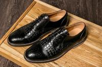 China Patina Crocodile Skin Shoes for Men, Brogue Wingtips Exotic Leather Men Shoes for sale