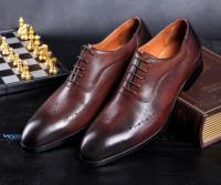 China Fashion Men Formal Dress Shoes , Brogue Hidden High Heel Leather Footwear For Mens for sale