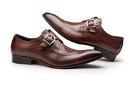 China Round Toe Black Derby Mens Leather Dress Shoes With Buckle Banquet Oxford for sale