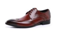 China Custom Brogue Brown Brush Off Leather Shoes Comfortable Dress For Men for sale