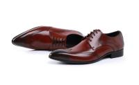 China Custom Brogue Brown Brush Off Leather Shoes Comfortable Dress For Men for sale