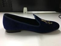 China Durable Mens Velvet Loafers Round Toe Mens Blue Suede Slip On Shoes for sale