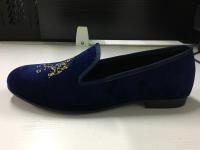 China Durable Mens Velvet Loafers Round Toe Mens Blue Suede Slip On Shoes for sale