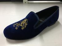 China Durable Mens Velvet Loafers Round Toe Mens Blue Suede Slip On Shoes for sale