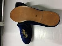 China Durable Mens Velvet Loafers Round Toe Mens Blue Suede Slip On Shoes for sale