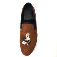 China Orange Mens Velvet Loafers Wear Resistant Breathable Comfortable Leather Loafers for sale
