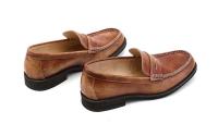 China Breathable Men Brown Penny Loafers , Genuine Leather Loafer Shoes for sale
