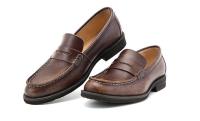 China Breathable Men Brown Penny Loafers , Genuine Leather Loafer Shoes for sale