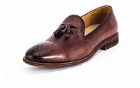 China Summer Brown Mens Leather Loafers Shoes Slip On Brogue Tassel Loafers for sale