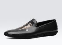 China Hand Painted Flat Soft Leather Loafers , Printed Mens Patterned Loafers for sale