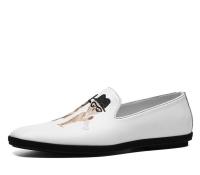 China Hand Painted Flat Soft Leather Loafers , Printed Mens Patterned Loafers for sale