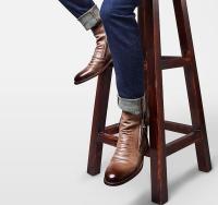 China Black / Brown Mens Leather Dress Boots , Mens Designer Combat Boots With Rubber Sole for sale