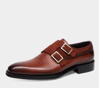 China Breathable Men's Dress Shoes Wear Resistant   Handmade Double Monk Strap Shoes for sale