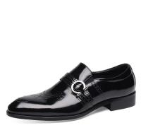China Comfortable Handcrafted Men's Dress Shoes Black Italian Monk Strap Men'S Shoes for sale