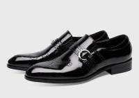 China Comfortable Handcrafted Men's Dress Shoes Black Italian Monk Strap Men'S Shoes for sale