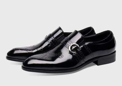 China Comfortable Handcrafted Men's Dress Shoes Black Italian Monk Strap Men'S Shoes for sale