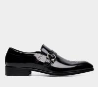 China Comfortable Handcrafted Men's Dress Shoes Black Italian Monk Strap Men'S Shoes for sale