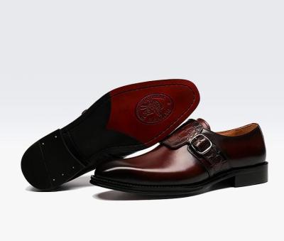 China Luxury Mens Monk Strap Shoes / Pure Genuine Leather Shoes Italian Style Loafer For Men for sale