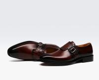 China Luxury Mens Monk Strap Shoes / Pure Genuine Leather Shoes Italian Style Loafer For Men for sale