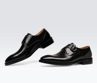 China Oxford Leather Mens Buckle Dress Shoes green / Black Gentleman Dress Shoes for sale