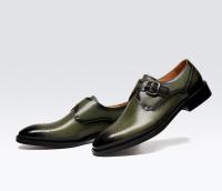 China Oxford Leather Mens Buckle Dress Shoes green / Black Gentleman Dress Shoes for sale