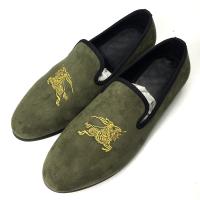 China Army Green Mens Velvet Loafers Breathable Mens Slip On Summer Shoes for sale