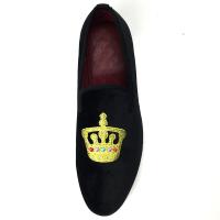 China Luxury Black Mens Velvet Loafers Round Toe Breathable For Party / Evening for sale