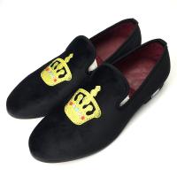 China Luxury Black Mens Velvet Loafers Round Toe Breathable For Party / Evening for sale