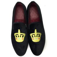 China Luxury Black Mens Velvet Loafers Round Toe Breathable For Party / Evening for sale