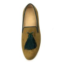 China Yellow Mens Velvet Loafers Shoes   Customized Pointed Toe Leather Loafers for sale