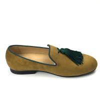 China Yellow Mens Velvet Loafers Shoes   Customized Pointed Toe Leather Loafers for sale