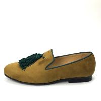 China Yellow Mens Velvet Loafers Shoes   Customized Pointed Toe Leather Loafers for sale