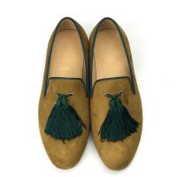 China Yellow Mens Velvet Loafers Shoes   Customized Pointed Toe Leather Loafers for sale