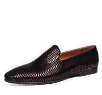 China Brown Italian Leather Loafers Mens Woven Leather Loafers with Wave Pattern for sale