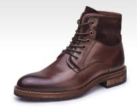 China Comfortable Mens Leather Dress Boots Soft Coffee And Blue Vintage Shoes for sale
