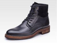 China Comfortable Mens Leather Dress Boots Soft Coffee And Blue Vintage Shoes for sale