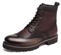 China Fashion Ankle Genuine Warm Leather Boots , Work Shoes For Men Lace Up Closure Type for sale