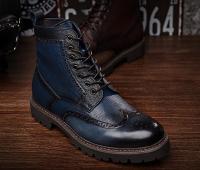 China Fashion Ankle Genuine Warm Leather Boots , Work Shoes For Men Lace Up Closure Type for sale