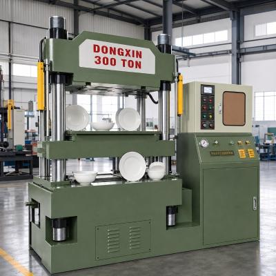 China Melamine Short Cycle Hydraulic Press Machine 300 Ton 700x800mm Table Size for Tableware Making for sale