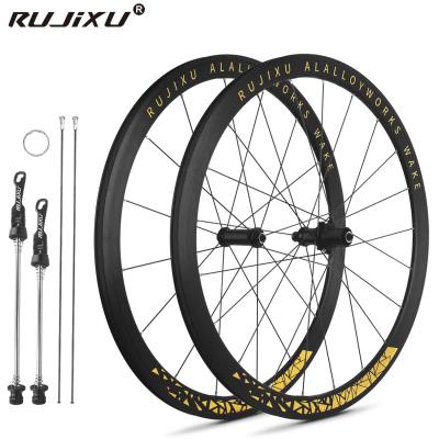 China 700C Road Bike Wheelset 40mm Aluminum Alloy Rim with Carbon Fiber Hubs - V/Disc Brake Compatible 1800g for sale