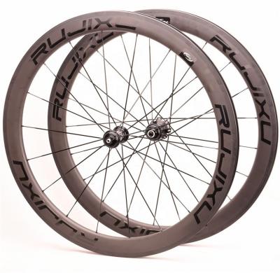China RUJIXU 700C Road Bike Carbon Fiber Clincher Wheel Set 38mm 50mm V Brake for sale