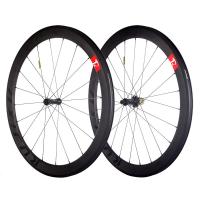 China 700C Carbon Fiber Road Bike Wheelset 50mm 60T Ratchet Hub V Brake Lightweight 1290g for sale