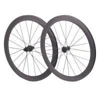 China Black Carbon Road Bike Wheelset 26mm Width 1590g with Carbon Fiber Straight Pull Spokes for sale