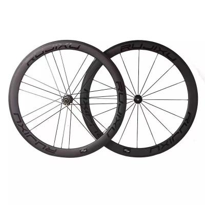 China RUJIXU 700C Road Bike Carbon Wheels 50mm Depth 16 21H V Brake System T800 for sale