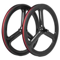 China BIKEDOC TS451 20 Inch 3-Spoke Carbon Fiber Wheelset - 120 Psi Max Pressure, 130 Kg Capacity for Road & Track Bikes for sale