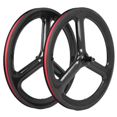 China BIKEDOC TS451 20 Inch 3-Spoke Carbon Fiber Wheelset - 120 Psi Max Pressure, 130 Kg Capacity for Road & Track Bikes for sale