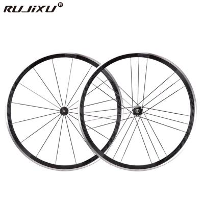 China 700C 30mm Road Bicycle Wheelset Aluminum Alloy V-Brake Clincher 8/9/10/11/12 Speed 1740g for sale