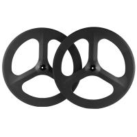 China 700C V Brake Carbon Bicycle Wheelset with 70mm Depth and 23mm Width - 3-Spoke Design for Road Bikes for sale