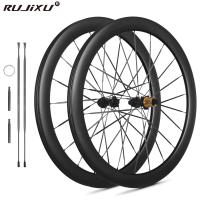 China 700C 50mm Carbon Fiber Disc Brake Road Bike Wheelset 36T Ratchet Hub Sealed Bearing for sale