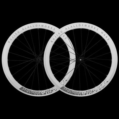 China 50mm White Aluminum Alloy Road Bike Wheelset 120psi with Center Lock Disc Brake and V-Brake Compatibility for sale